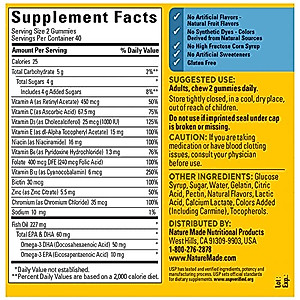 Nature Made Multivitamin for Him with Omega-3, Mens Multivitamins for Daily Nutritional Support, Multivitamin for Men, 80 Gummy Vitamins and Minerals, 40 Day Supply