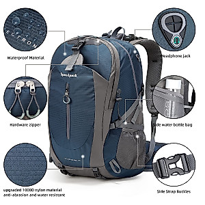 SPEEDPARK Hiking Backpack 40L Waterproof Lightweight Hiking Daypack with Rain Cover, Outdoor Trekking Travel Backpacks for Men Women