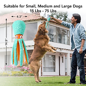 Wigglo Dogs Plush Toys, Squeaky Octopus Dog Stuffed Toys, Durable Dog Chew Toys for Puppy Small Medium Large Boredom Dogs Interactive, Tug-of-war, Stimulating, Teething (Green)