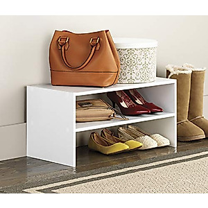 Whitmor Wood Stackable 2-Shelf Shoe Rack, White, 24 inches