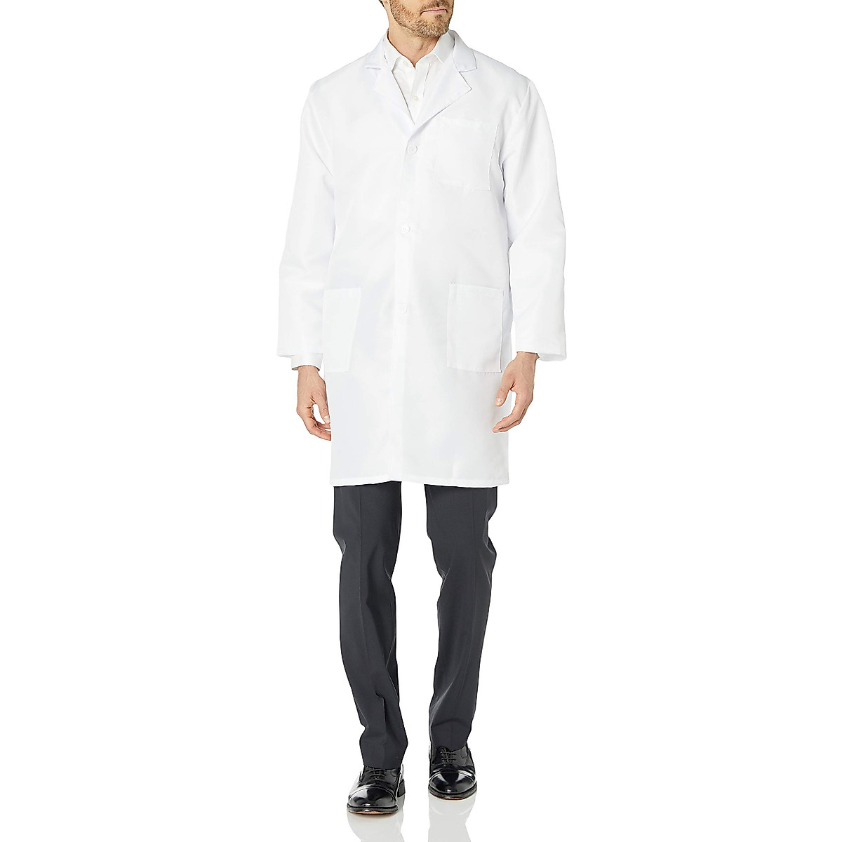 VOGRYE Professional Lab Coat for Men Women Long Sleeve, White, Unisex L