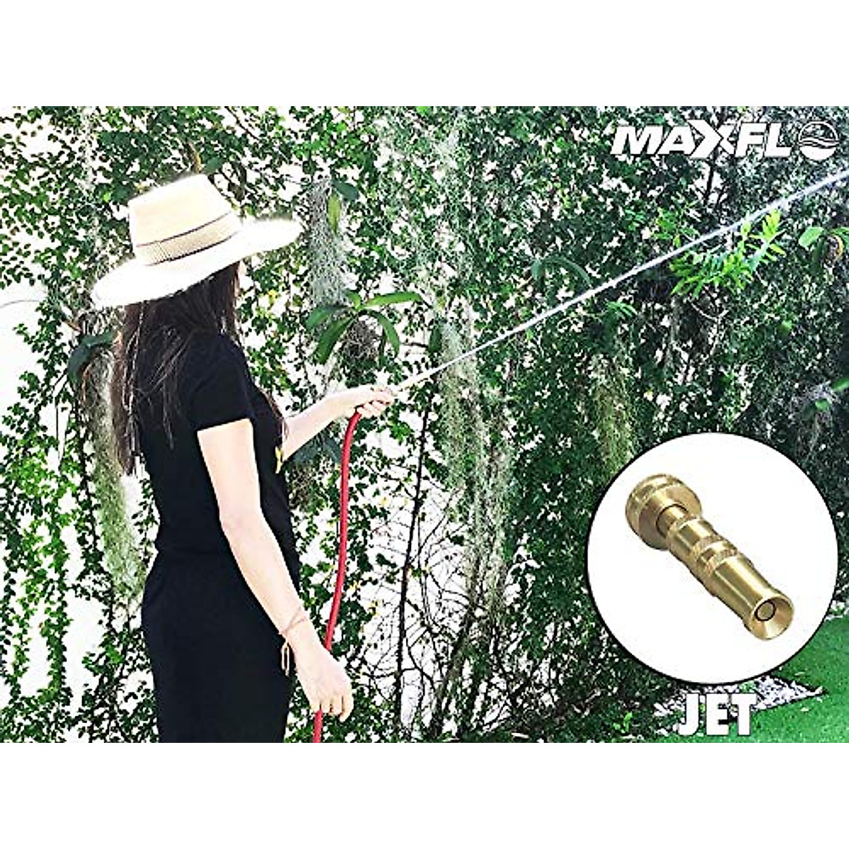 MAXFLO High Pressure Hose Nozzle [2 Pack] Heavy Duty | Brass Water Hose Nozzles for Garden Hoses | Adjustable Function | Fits Standard Hoses, Garden Sprayer, Spray Nozzle, Power Washer Nozzle