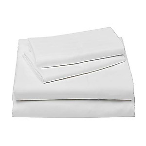 Amazon Basics 4-Piece Deluxe Microfiber Striped Sheet Set, Queen, Bright White Stripe