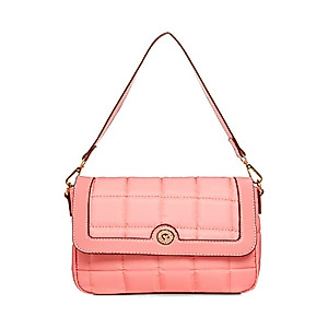 Anne Klein Quilted ak Nylon Shoulder Bag, Rose Apple/Rose Apple/Rose Apple-Light Coffee