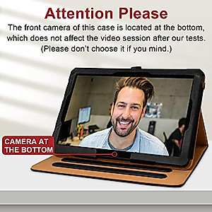 Grifobes All New Kindle Fire HD 10 Tablet & Fire HD 10 Plus (11th Generation,2021 Released) Case, Smart Auto Sleep/Wake Multi-Angle Stand Folio Cover with Stylus Holder/Pocket (Black+Brown)