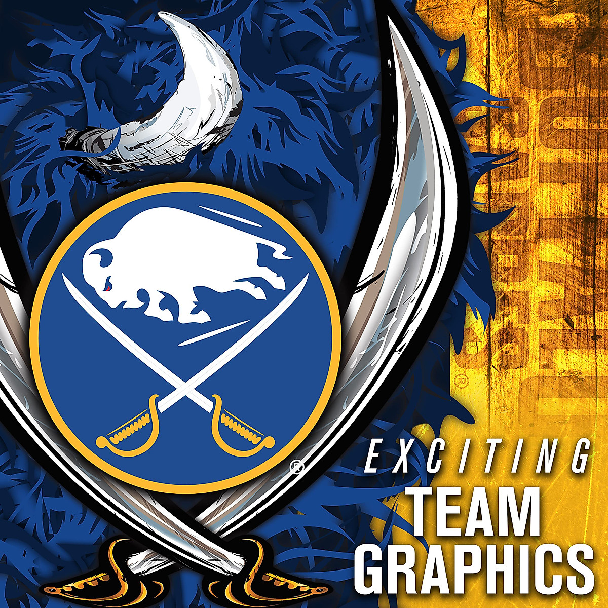 NHL Buffalo Sabres Team Logo Mini Hockey Goalie Mask with Case - Collectible Goalie Mask with Official NHL Logos and Colors