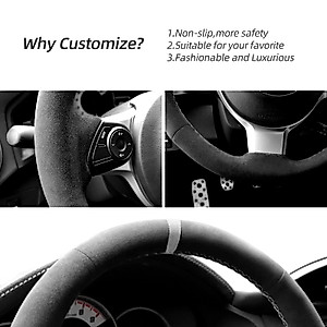 Alfanxi Hand Stitch Sewing Italy Alcantara Car Steering Wheel Cover Wrap Compatible with Toyota 86 GT86 GR86 (White Thread)