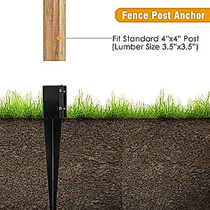 Kdgarden Fence Post Anchor Metal Ground Spike Heavy Duty Black Coated Powder Fence Stakes Post Support Base for 4"x4" Mailbox or Fence Post, 24"x4"x4" Outer Dia (3.5"x3.5" Inner Dia), Pack of 4