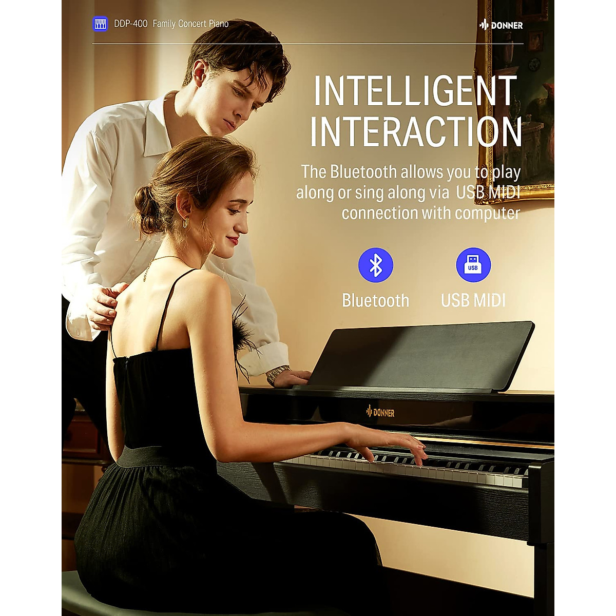 Donner DDP-400 Digital Piano + Donner Duet Piano Bench