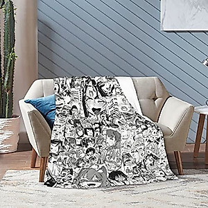 Anime Sexy Waifu Hentai Ahegao Face All Season Fleece Blanket Throw Ultra Soft Flannel Blanket Digital Printed Premium Fluffy Microfiber Fleece