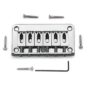 MAXCHEER 78mm Fixed Hardtail Bridge for 6 String Fender Strat Tele Electric Guitar (Chrome)