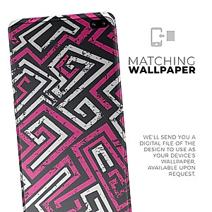 DesignSkinz Pink & White Abstract Maze Pattern Protective Vinyl Decal Wrap Skin Cover Compatible with The Samsung Galaxy S20 (Screen Trim & Back Glass Skin)