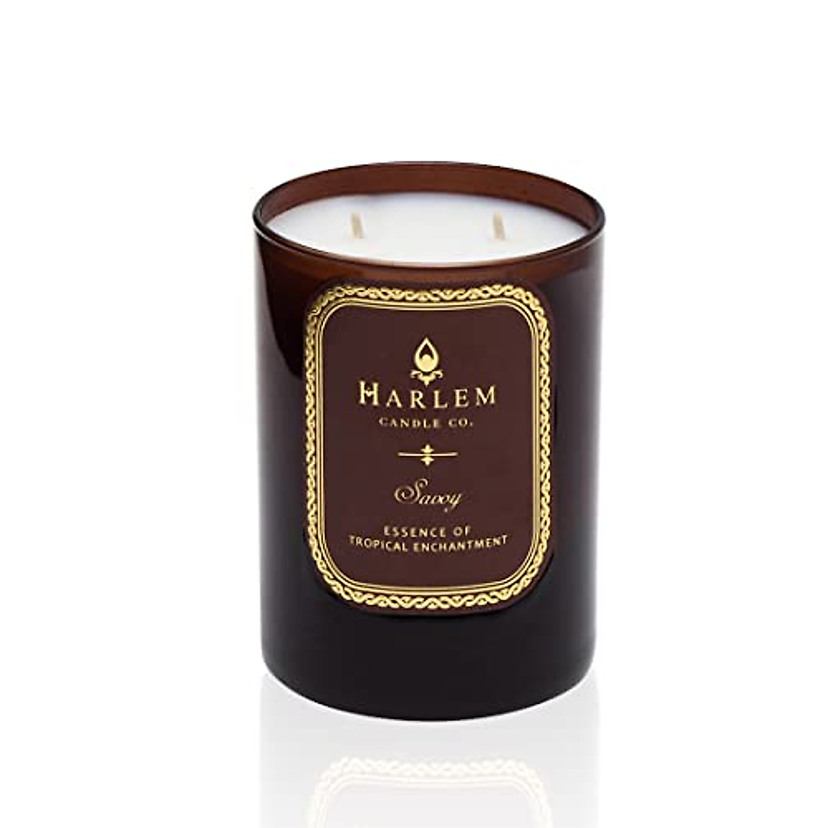 Harlem Candle Company Savoy Luxury Candle, 12 oz Brown Glass Jar, Double Wick, Soy Wax, Gift Box, Ozone, Blackcurrant, Mandarin, Green Apple and Lily of The Valley