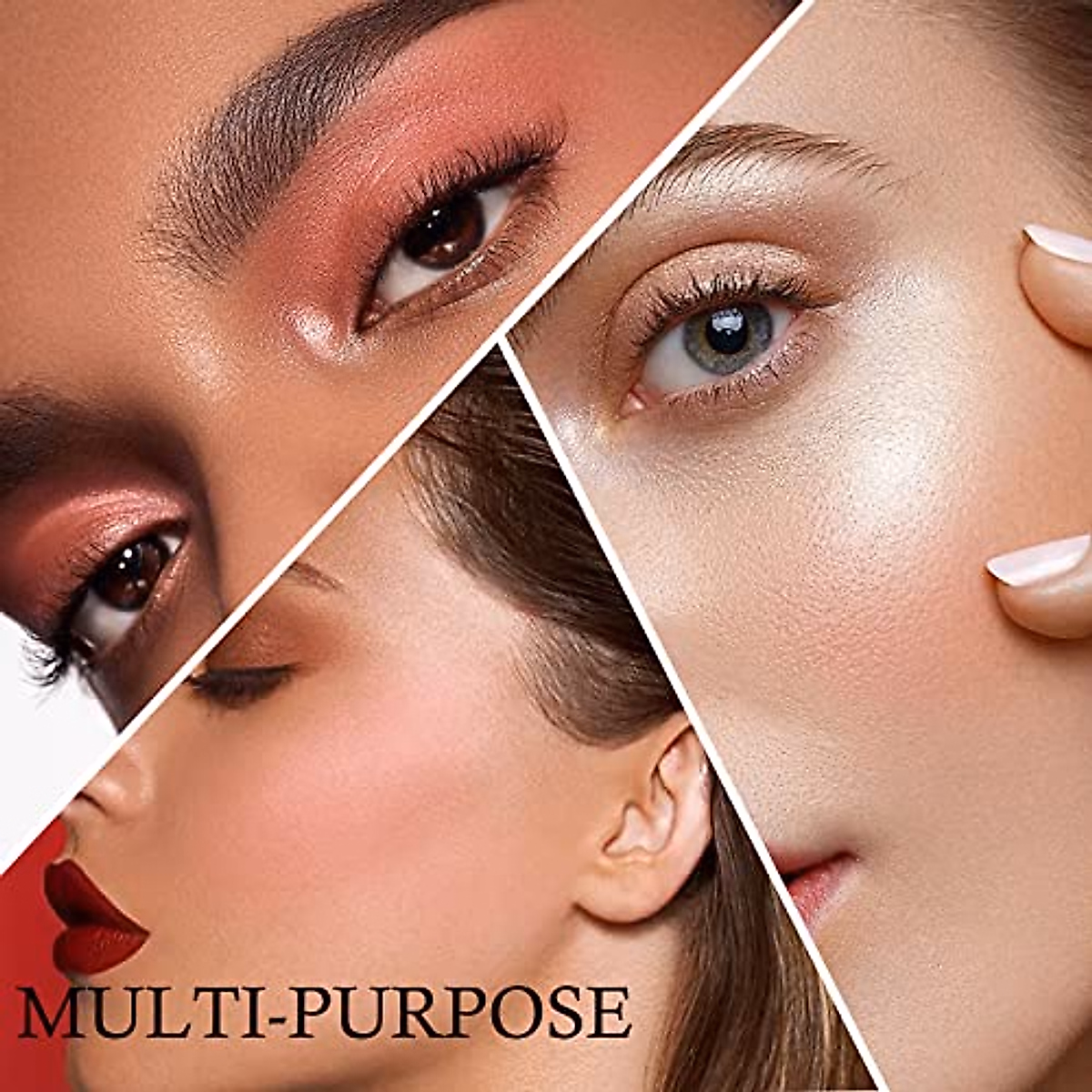 Boobeen Blush and Highlighter Kit, 3 in 1 Makeup Pressed Powder Palette Shimmer Bronzer, Orange&Pink Matte Blusher Blendable Glow Face Palette for a Redness and Glowing Look