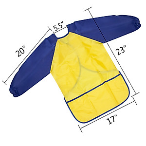 BAHABY Kids Art Smocks 4 Pack Painting Apron Waterproof Artist Smock with Long Sleeve and 3 Pockets for Age 3-8 Years