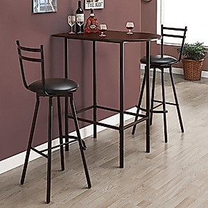 Monarch Specialties Metal Space Saver Bar Table, 24 by 36-Inch, Cappuccino/Black, 36" X 24" X 41"