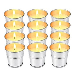 Hausware Citronella Candles Outdoor Indoor - 2.5 oz Scented Candles Set 12 Pack Natural Soy Wax citronella Candles for Garden Patio Yard Home Balcony Camping Backyard