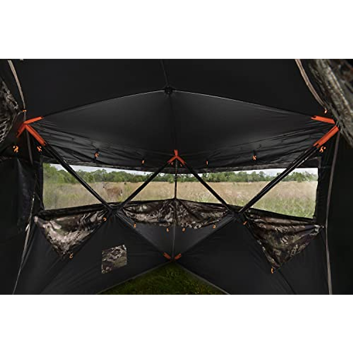 VEIL CAMO VC180 3-Person Hub Blind with Panoramic Windows – Ground Blind for Deer & Turkey Hunting, 180-Degree Panoramic Window, Water Resistant, Durable & Heavy-Duty Design, Silent Closure Door