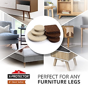 Felt Furniture Pads X-PROTECTOR 133 PCS Premium Furniture Pads - Felt Pads Furniture Feet Best Wood Floor Protectors - Protect Your Hardwood & Laminate Flooring!