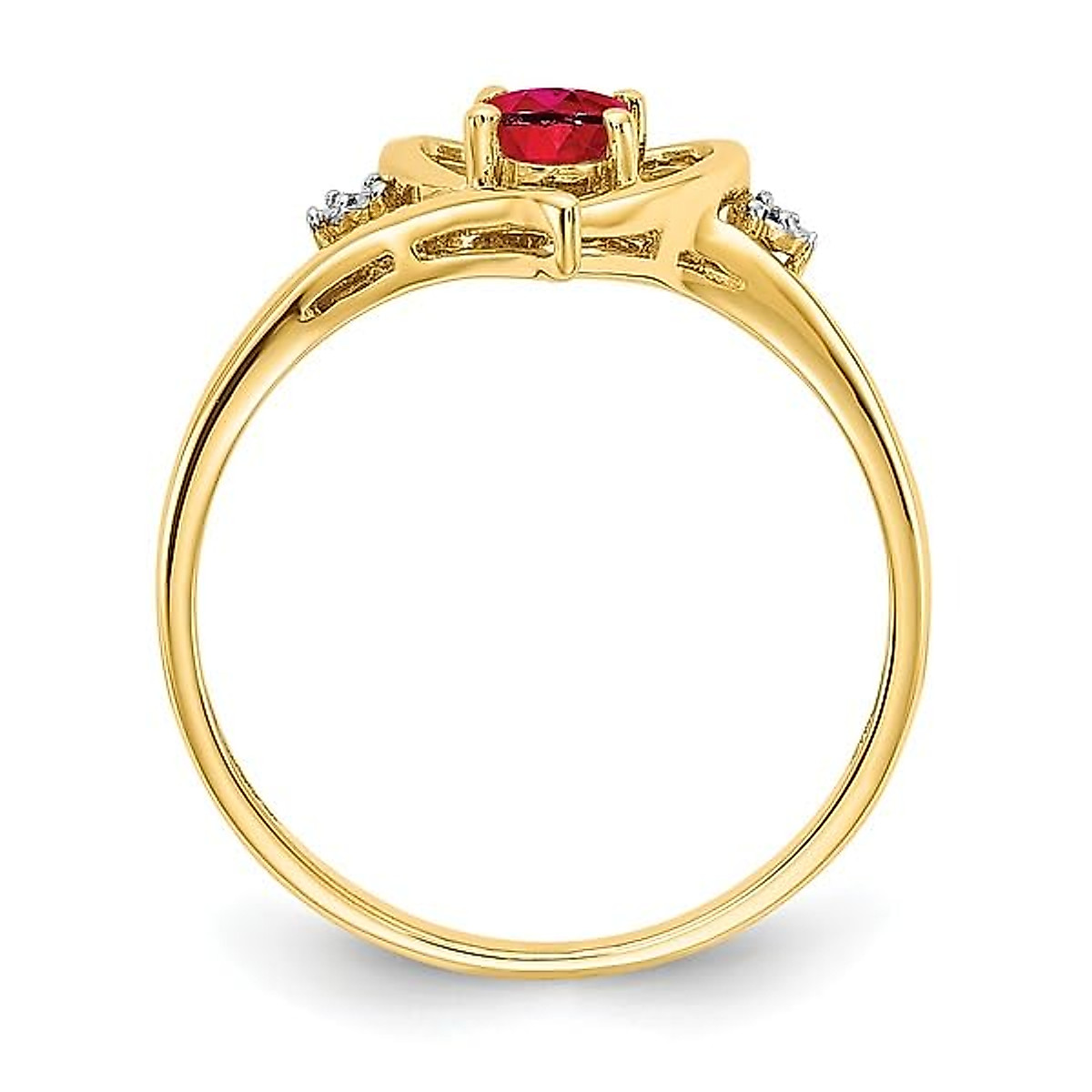 IceCarats 14K Yellow Gold Red Ruby Diamond Heart Love Ring July Birthstone Jewelry Size 7
