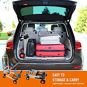 3 in 1 Aluminum Hand Truck Dolly Convertible Heavy Duty 460lbs Capacity Folding Hand Truck with 6'' Rubber Wheels and Telescoping Handles Multi-Position Hand Cart Dolly Platform