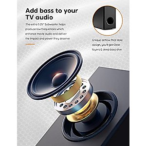 GEOYEAO Sound Bars for TV with Subwoofer, 2.1ch Home Audio Soundbar & 3D & Deep Bass Subwoofer | Bluetooth & Multi-Connection | 2-in-1 Detachable Design | TV Surround Sound Speaker System