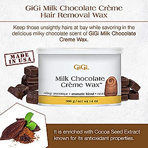 GiGi Milk Chocolate Crème Hair Removal Soft Wax with Cocoa Seed Extract for Coarse to Resistant Hair - 14 oz
