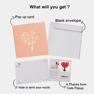 CUTE POPUP - Happy Anniversary Pop Up Cards with Unique Heart Tree Love Birds, Wedding Card, Valentine's Day Card Pop Up - Perfect Handmade Present for Girlfriend, Wife or Couple