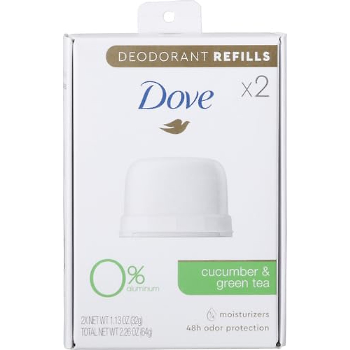 Dove Deodorant Refills Refill Kit 0% Aluminum Cucumber & Green Tea Aluminum Free Deodorant 1.13 oz