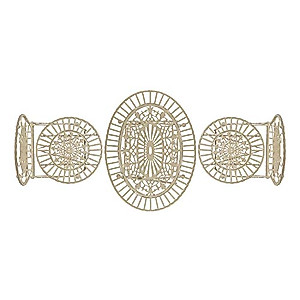 ALPINE 3-Piece Floral Bistro Outdoor Conversation Set for Patio, Yard, Garden, 28-Inch Tall, White