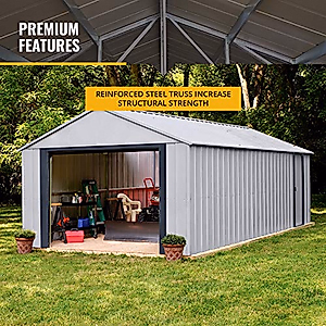 Arrow Shed 12' x 24' Murryhill Garage Galvanized Steel Extra Tall Walls Prefabricated Shed Storage Building, 12' x 24', Flute Gray