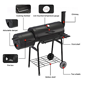 Charcoal grills gas grill weber grill Charcoal Grill Barbecue Oven with Side Fire Box and Offset Smoker, BBQ Outdoor Picnic, Camping, Patio Backyard Cooking