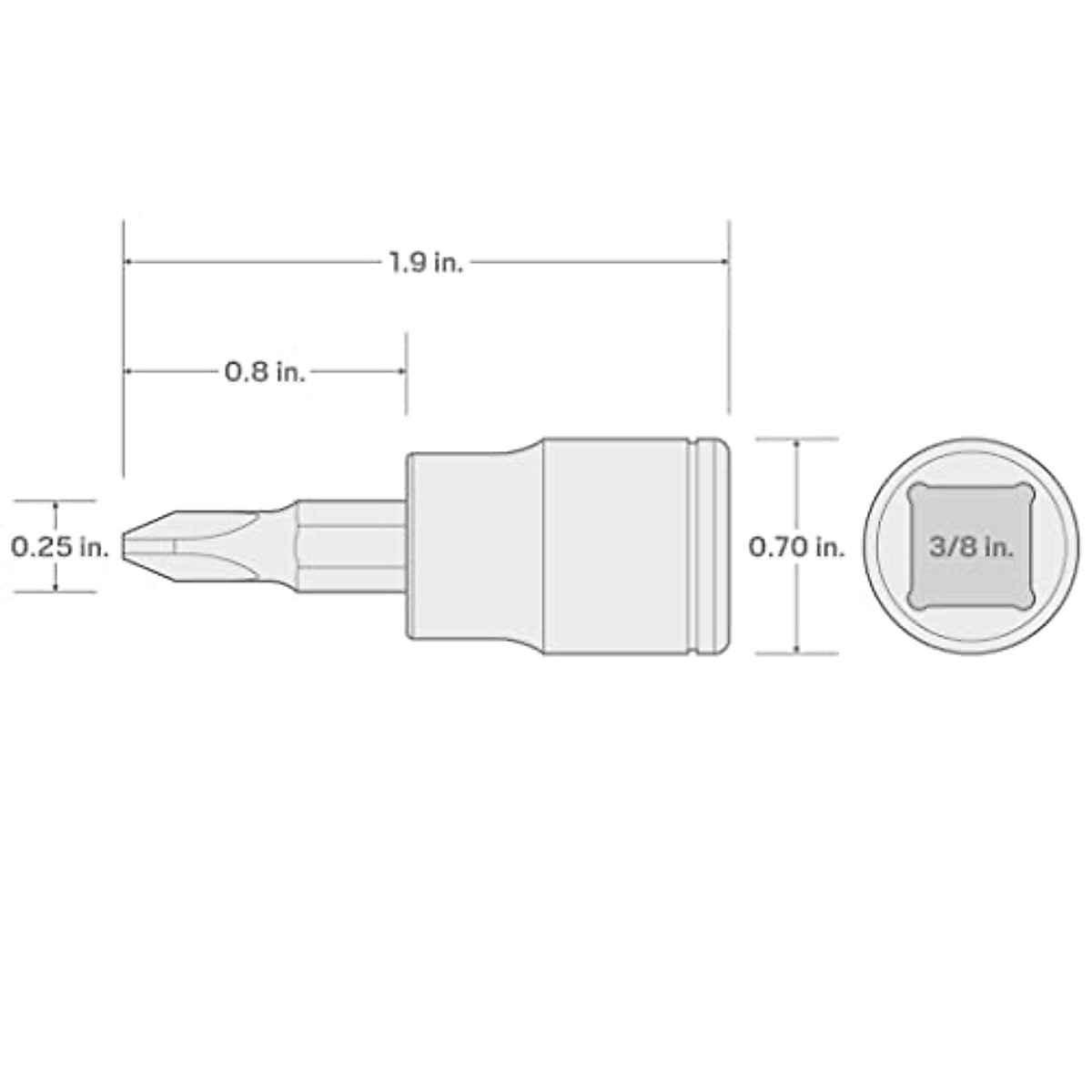 TEKTON 3/8 Inch Drive x #2 Phillips Bit Socket | SHB11202