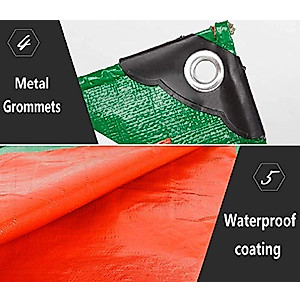 YGCBL Large Heavy Duty Tarpaulin,Tarps,Pe Braided Tarpaulin 190Gsm Garden Niture Cover Rainproof Cloth Home Seal Windproof Window Garden Plant Cover Keep Warm Film Camping Ground Sheet,Green Red,4X6M