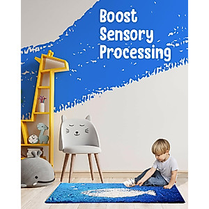 Vibrant Mermaid Sequin Fabric, Kid-Friendly Sensory Wall Panel for Kids, Ideal Items for Classroom, Home Activity and Autism Therapeutic Use, Fabric by The Yard, Sturdy & Reusable, Blue+Silver