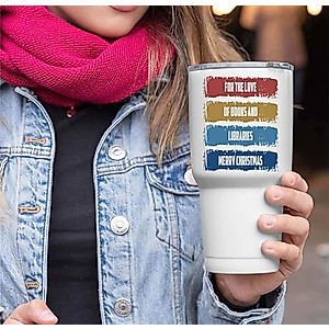 Thoughtful Librarian Gift, Special Christmas Present for Book Lovers - Library Tree Sweat on 30 Oz White Stainless Steel Large Tumbler