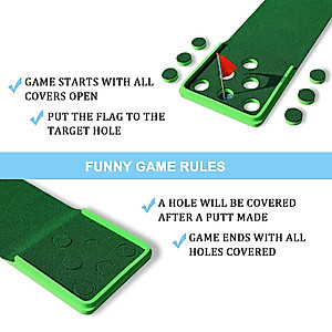 SPRAWL Golf Putting Mat Golf Practice Green 11.5 Feet Golf Pong Game 12 Holes Mat with 4 Balls for Indoor Short Game Office Backyard Use