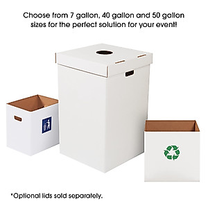 BOX USA Corrugated Trash Can with Waste Logo, 50 Gallon, 18' x 18' x 36', White, 10/Bundle