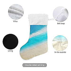 Kigai Christmas Stockings Summer Island Beach Large Candy Stockings Stuffers Kids Cute Xmas Sock Decorations 1PC for Home Holiday Party 12" x18"