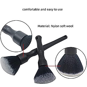 ALI2 Detailing Brush Set,Soft Comfortable Grip for Car Interior and Exterior Detailing Cleaning,Black