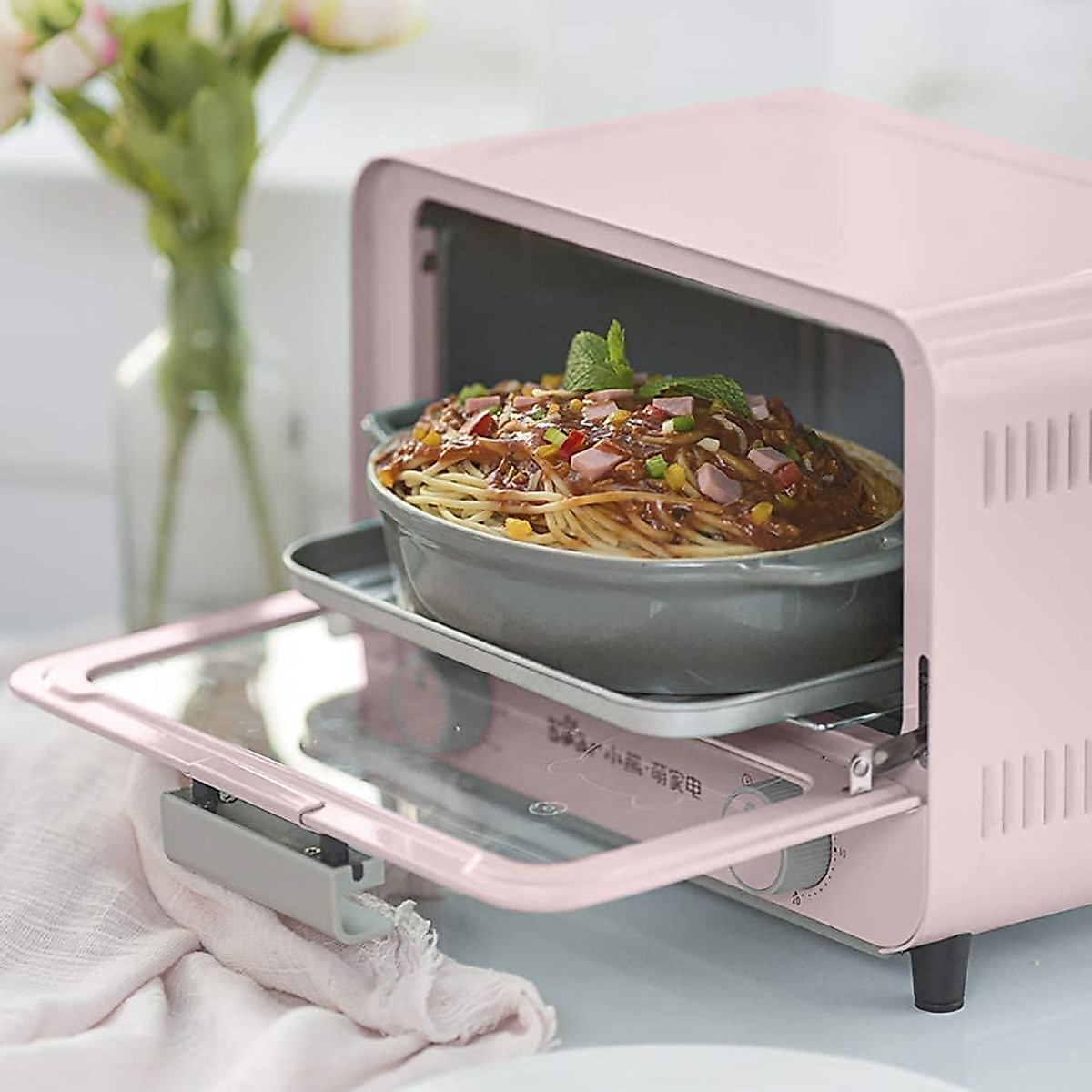 9L Mini Oven,with 800W Adjustable Temperature 50-230 ℃ and 30 Minutes Timer Household Baking Multifunctional Cake Oven (Pink) (Pink)