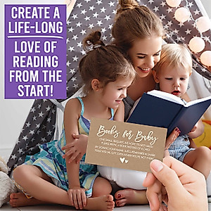 Hadley Designs 25 Book Request Baby Shower Guest Book Alternative - Rustic Baby Shower Invitation Inserts, Books For Baby Shower Request Cards, Bring A Book Instead Of A Card