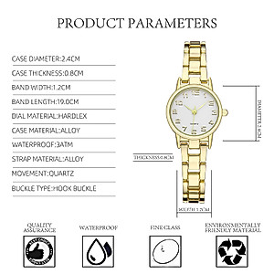 TWOPTION Womens Waterproof Wrist Watch,Women's Small Thin Analog Bracelet Quartz Watch Dainty Christmas Gifts (Gold-15#)