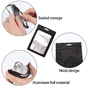 NACTECH 100 Pieces Smell Proof Bags Resealable Mylar Bags Ziplock Food Storage Bags with Clear Window Coffee Beans Packaging Pouch for Food Self Sealing Storage Supplies