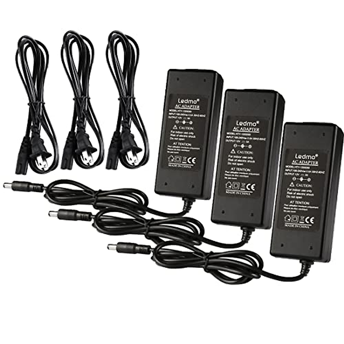 LEDMO 3 Pack LED Power Supply, Transformers,LED Adapter, 12V, 5A Max, 60 Watt Max, for LED Strip Light
