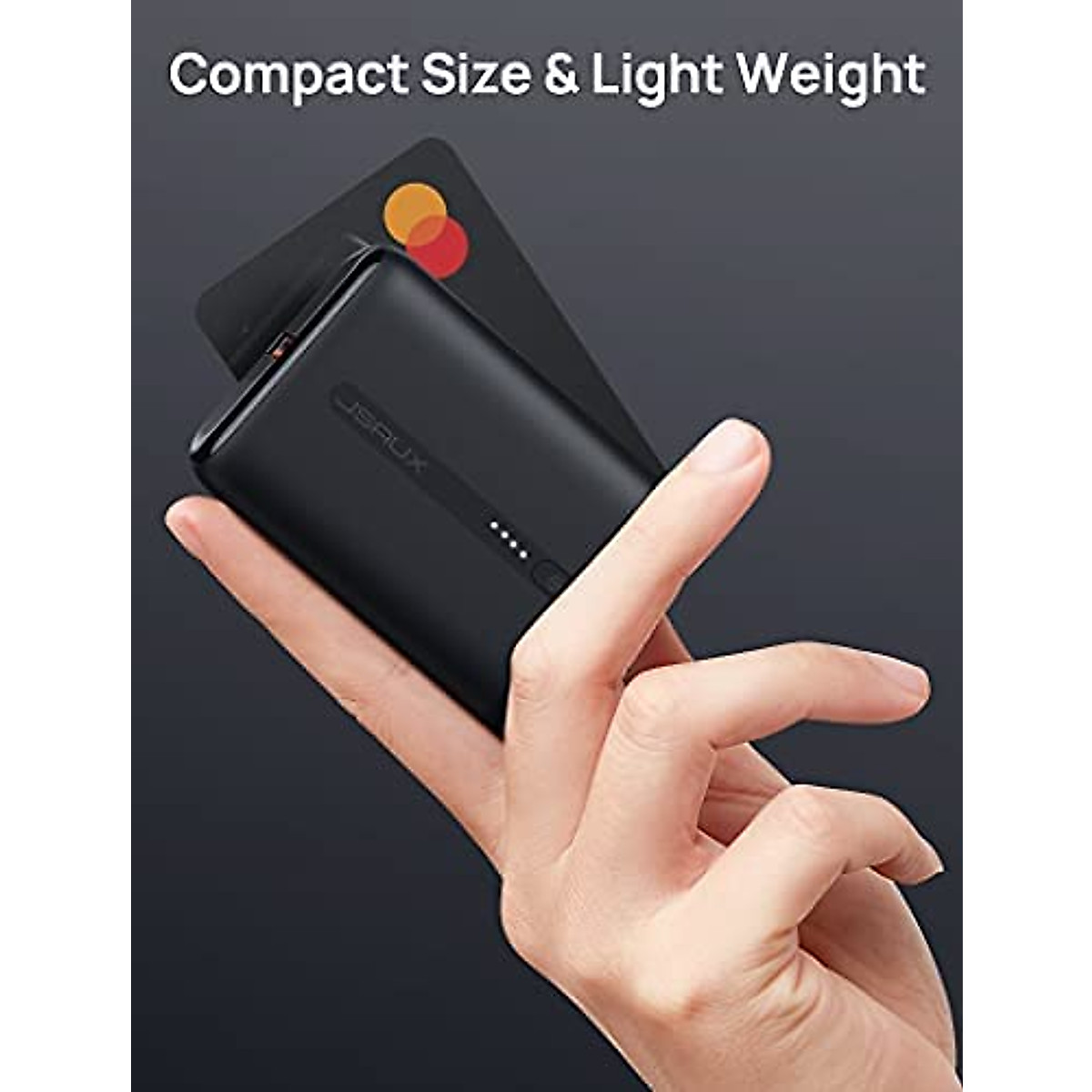 JSAUX Mini Portable Charger 10000mAh, 20W Small USB-C Power Bank Fast Charging PD3.0 QC4.0 Charge External Battery Pack Compatible with iPhone 14 13 12 Pro Max, Samsung Galaxy S22 S21 S20-Black