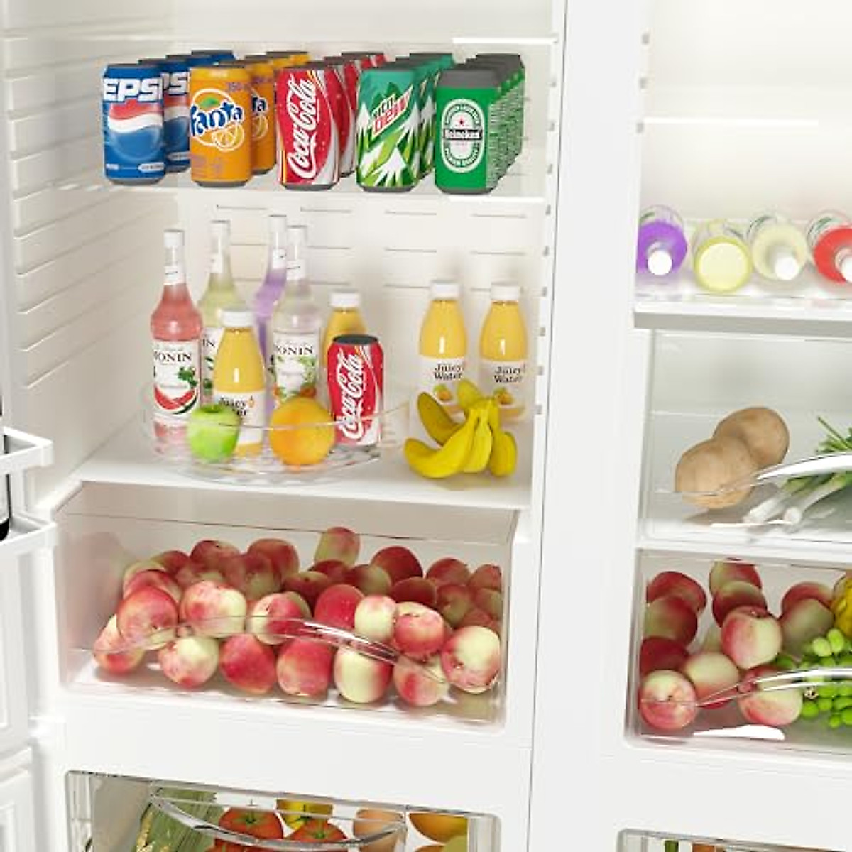 QOTOLY 12.8” Lazy Susan Organizer 6 Pack Lazy Susan Turntable Organizer 360° Rotating Organizer with Handle & 2.3" Raised Edge for Refrigerator Cabinet Kitchen Pantry Bathroom Countertop Table Dresser