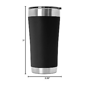 Tempercraft 20 oz Vacuum Insulated Tumbler w/Lid and Laser Engraved Customization Options - Stainless Steel, Double-Walled Travel Mug (Black)