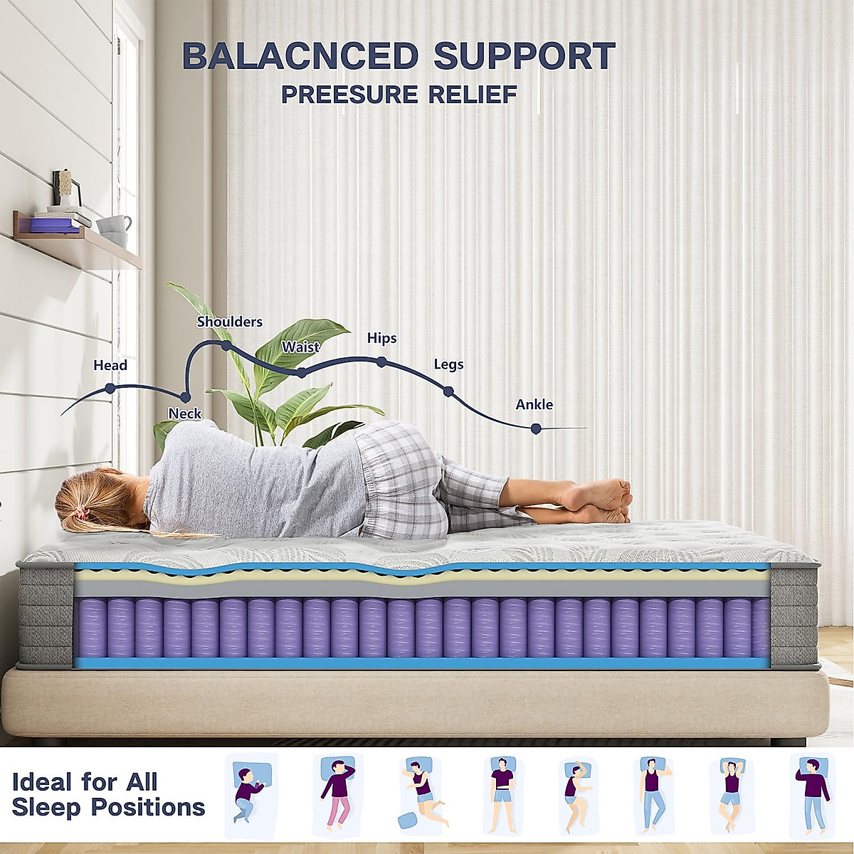 6V-Sermmoo 12 Inch California King Memory Foam Mattress for Back Pain, Cooling Gel Mattress Bed in a Box, Medium Firm,Pressure Relief,Motion Isolation, Edge Support,CertiPUR-US,72"*84"*12"