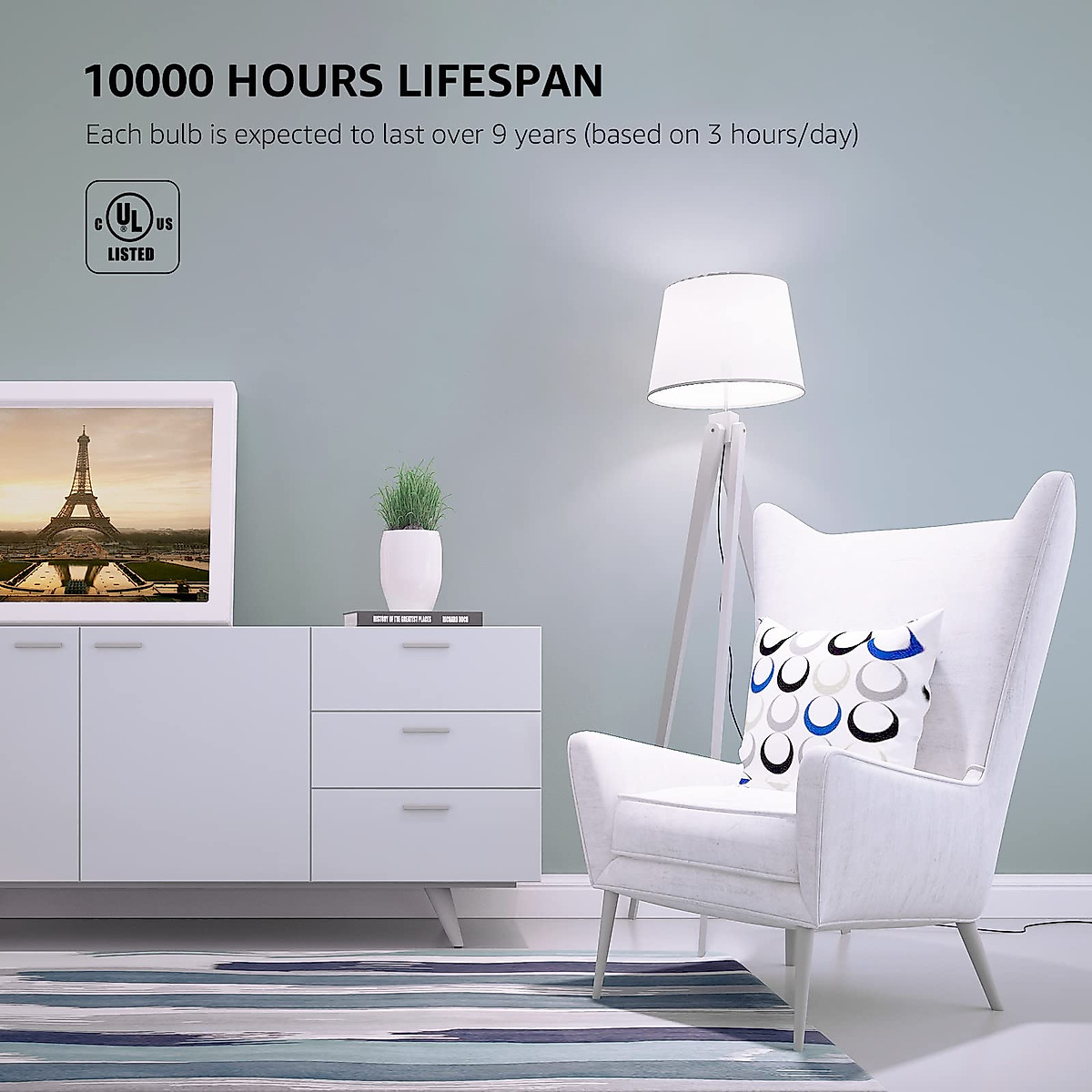 LE LED Light Bulbs 60 Watt Equivalent, 9W 800 Lumens Non-Dimmable, Daylight White 5000K, A19 E26 Standard Medium Base, 10000 Hour Lifetime 5 Count (Pack of 1)